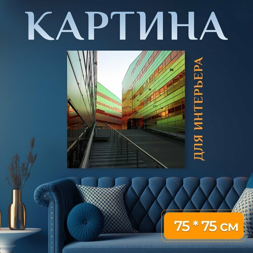 Картина на холсте "Архитектура, строительство, дом" на подрамнике 75х75 см. для интерьера