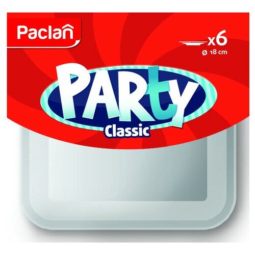 Paclan Тарелка пластиковая Party Classic(квадратная) из PS, белая 180 мм, 6 шт