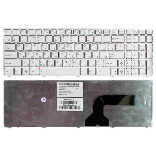 Клавиатура для ноутбука Asus 0KNB0-6221RU00, русская, белая рамка, белые кнопки