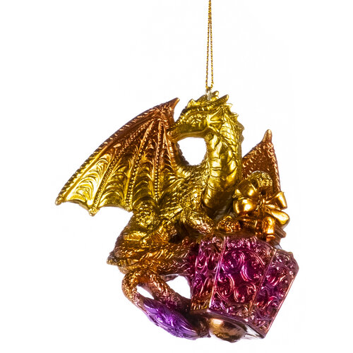 Елочная игрушка Феникс Present Дракон огненный 91541, золотистый, 1 шт.
