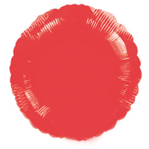 Воздушный фольгированный шар без рисунка круглый, Металлик Красный, 46 см