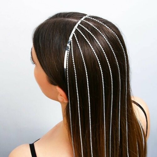 Ободок для волос со стразами "Блистай", длина цепочек 42 см