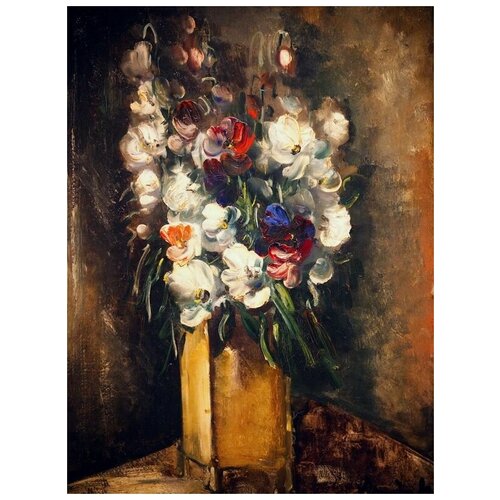 Репродукция на холсте Цветы в вазе (Flowers in Vase) №2 Вламинк Морис 50см. x 66см.