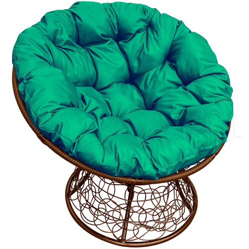Кресло M-Group папасан ротанг коричневый, зелёная подушка