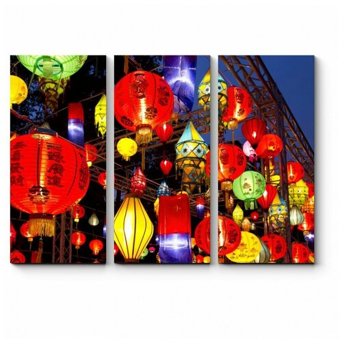 Модульная картина Волшебный свет китайских фонариков, Гонконг 150x108