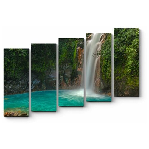 Модульная картина Лазурь вод затерянного водопада, Коста Рика100x70