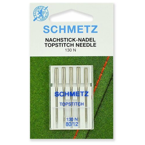 Игла/иглы Schmetz TopStitch 130N 80/12, серебристый, 5 шт.
