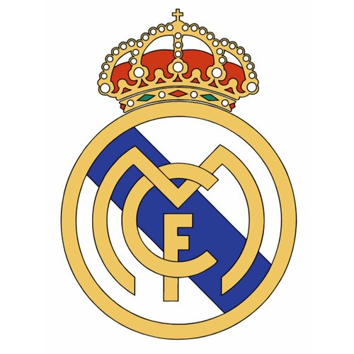 Деревянное панно на стену с логотипом и эмблемой футбольного клуба "Реал Мадрид, Real Madrid CF" 29х40 см, из фанеры 4 мм (ФГ)