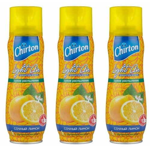 Chirton Освежитель воздуха Light Air, Сочный лимон, сухое распыление, 300 мл, 3 шт