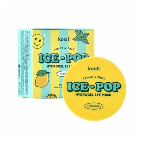 KOELF Гидрогелевые патчи для глаз от темных кругов лимон/базилик Lemon & Basil Ice-Pop Hydrogel Eye Mask, 60 шт