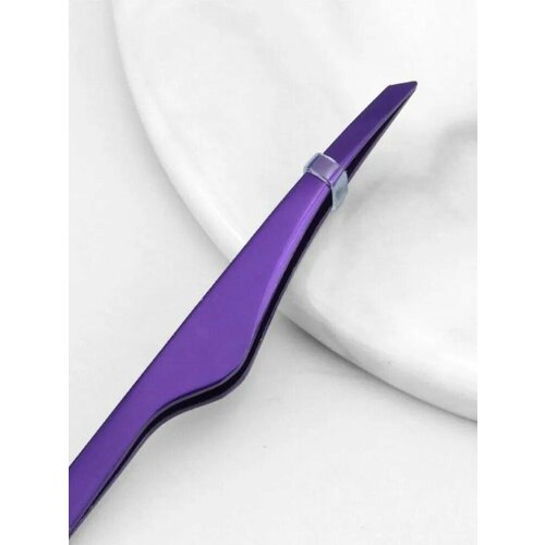 Leverald, пинцет для бровей TA-118-РЗ (ручная заточка), скошенный профессиональный, цвет фиолетовый