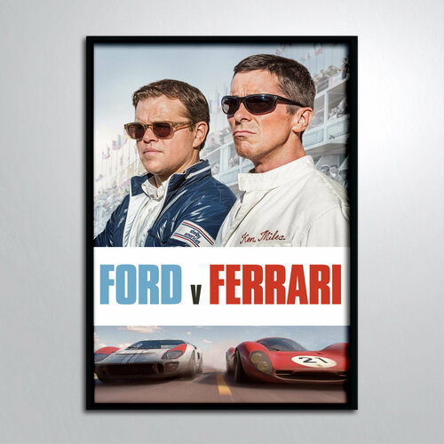 Постер в раме/Ford против Ferrari Кристиан Бэйл Мэтт Дэймон Оригинал