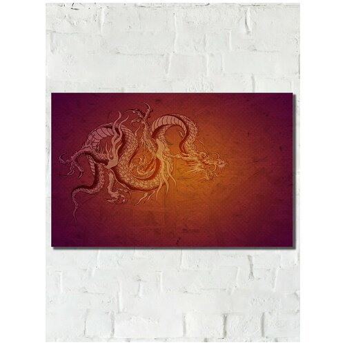 Картина интерьерная на рельефной доске микс драконы фэнтези - 5040