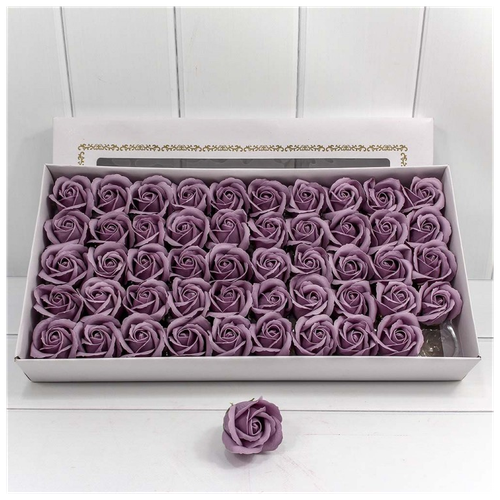 Мыльные розы бледно-фиолетовые, набор 50шт. 5,5*4см