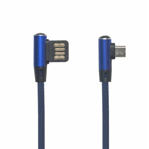 USB кабель "LP" Micro USB оплетка Т-порт 1м синий