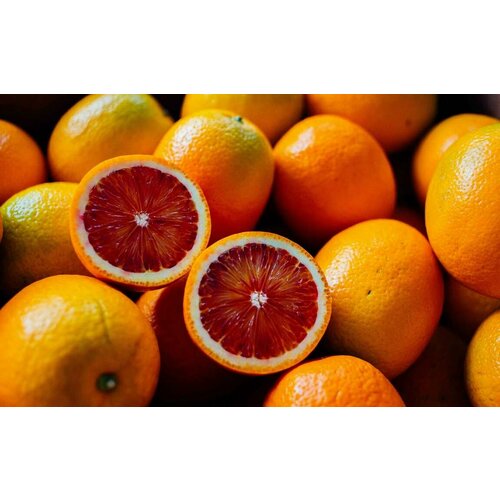 Картина на холсте 60x110 LinxOne "Апельсины цитрус, фрукты" интерьерная для дома / на стену / на кухню / с подрамником