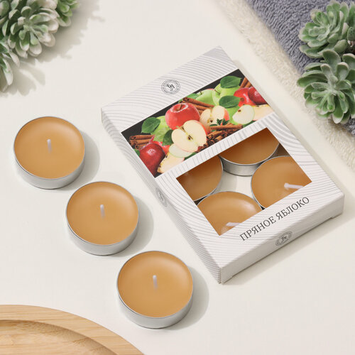Набор чайных свечей ароматизированных "Пряное яблоко" в подарочной коробке, 6 шт