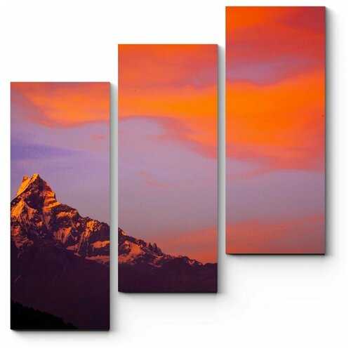 Модульная картина Оранжевый закат над гималайскими горами 100x107