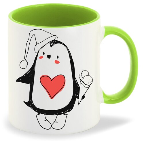 Кружка светло-зеленый CoolPodarok Пингвин