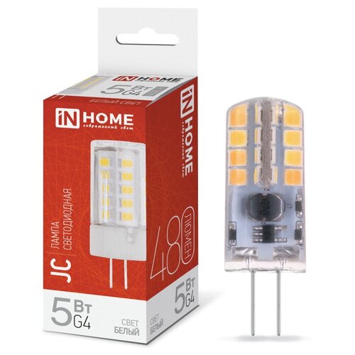 Лампа светодиодная LED-JC 5Вт 12В G4 4000К 480Лм IN HOME (5шт) (арт. 4690612036083)