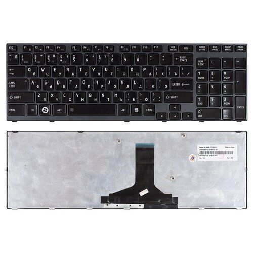 Клавиатура для ноутбука Toshiba Qosmio P755 черная с черной рамкой (версия 1)