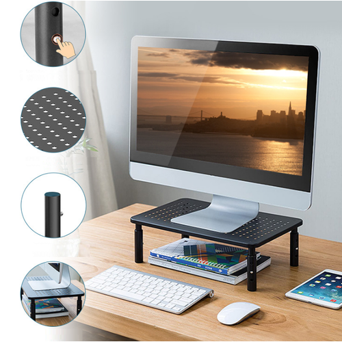 Подставка-стеллаж MyPads для хранения монитора, столик для компьютера из прочного алюминия с регулировкой высоты, для ноутбука, оргтехники, черный