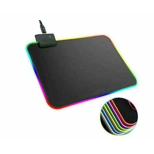 Игровой коврик для мыши RASURE RS-02 с разноцветной подсветкой LED RGB-02, M, черный