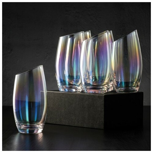 Magistro Набор стаканов высоких "Иллюзия", 475 мл, 8х15 см, 6 шт, цвет перламутровый