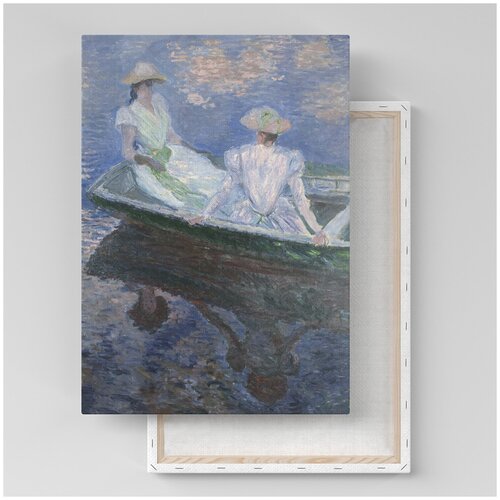 Картина на холсте с подрамником / Monet Claude - Girls in a Boat, 1887 / Клод Моне