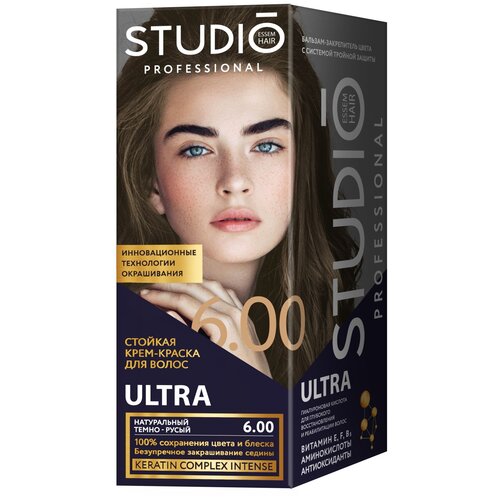Essem Hair Studio Professional Ultra особо стойкая крем-краска для седых волос, 6.00 Натуральный темно-русый, 115 мл