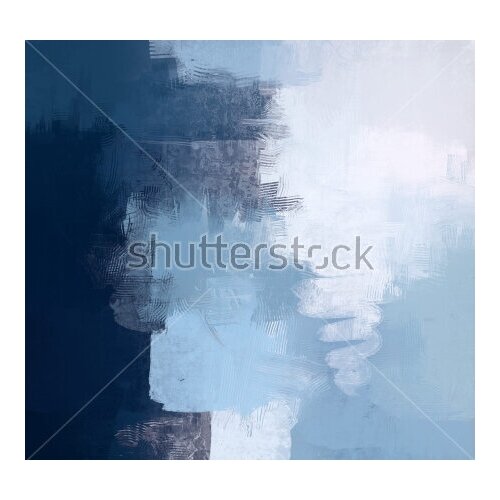 Постер на холсте Зимняя вода - композиция в холодных оттенках синего и голубого цвета 32см. x 30см.