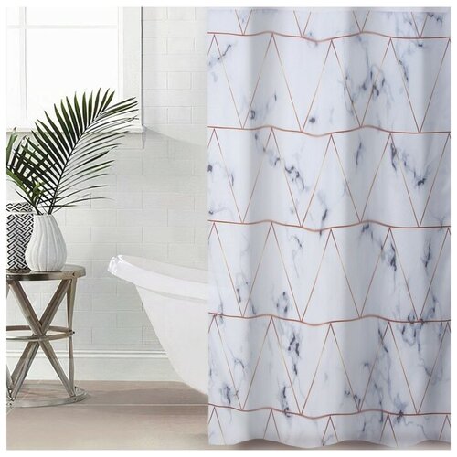 Доляна Штора для ванной комнаты Доляна «Мрамор», с люверсами, 180×180 см, полиэстер
