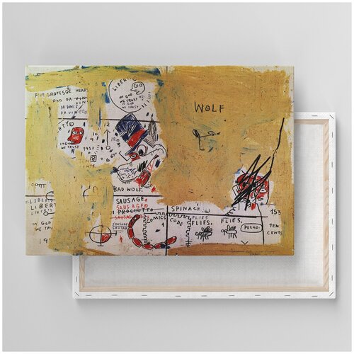 Картина на холсте с подрамником / Basquiat J.M. - Wolf Sausage / Баския Жан-Мишель