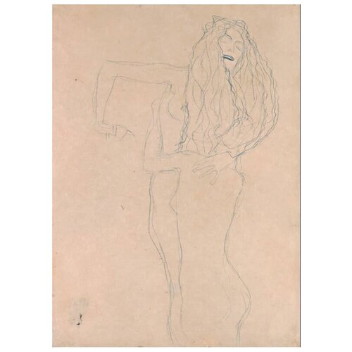 Репродукция на холсте Две обнаженные женщиный обнимаются (1903) Климт Густав 30см. x 41см.