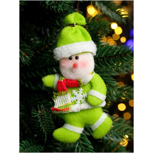 2Рождественская декорация Снеговик зеленый+белый, 14 см, China Dans, артикул PPQ30, greenwhitesnowmanx3