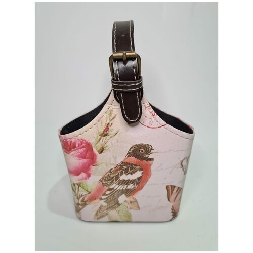 Горшки, подставки для цветов. Кашпо флористическое в форме сумки. Дизайн Птица с розой Материал кожзам.