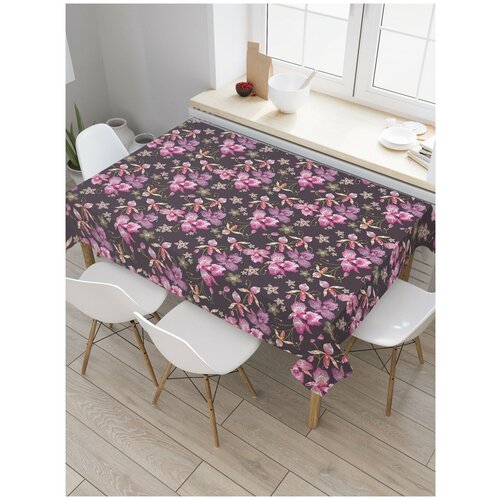 Скатерть прямоугольная JoyArty на кухонный стол "Самобытные орхидеи" из оксфорда, 120x145 см