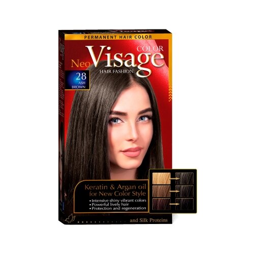 COLOR Visage Стойкая крем-краска для волос, 28 Пепельно-коричневый / Ash Brown, 50 мл
