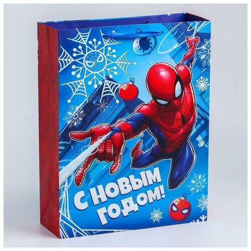 Пакет ламинированный вертикальный "С Новым годом!", 31 х 40 х 11 см, Человек-паук