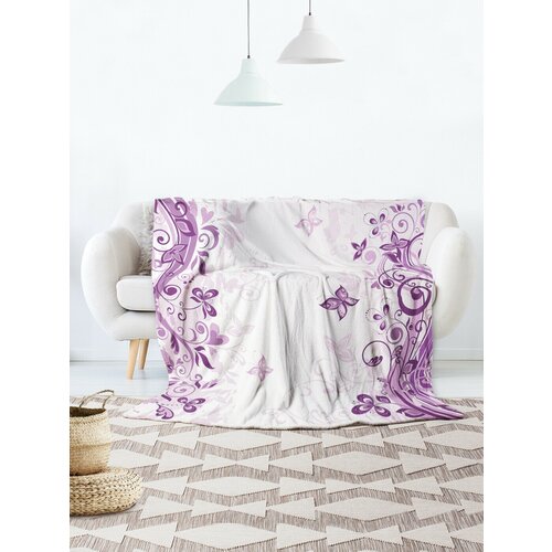 Плед покрывало для дивана пикника на кровать JoyArty "Элегантные бабочки", велсофт, 150x200 см