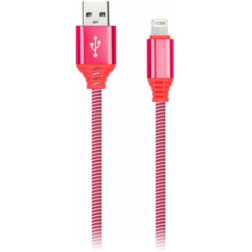 Кабель Smartbuy iK-512NS, USB(AM) - Lightning(M), для Apple, в оплетке, 2A output, 1м, красный, 2 штуки