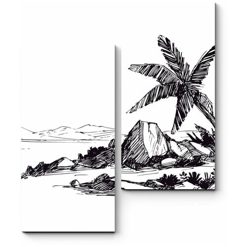 Модульная картина Зарисовка тропического пляжа 70x88