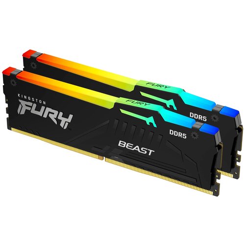 Kingston Оперативная память для компьютера 32Gb (2x16Gb) PC5-48000 6000MHz DDR5 DIMM CL40 Kingston FURY Beast RGB (KF560C40BBAK2-32)