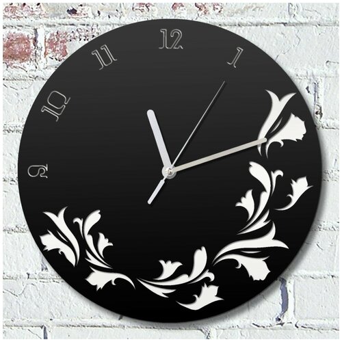 Настенные часы цветы листья орнамент узор - 803