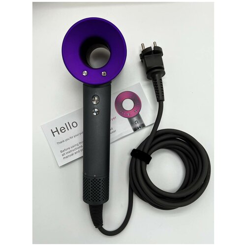 Набор фен-стайлер с насадками 5в1, мультистайлер для укладки и сушки волос профессиональный, фиолетовый