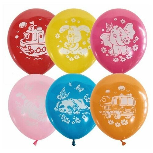 Шар латексный Globos Payaso 12" "Детская тематика", пастель, 2-сторонний, 50 штук