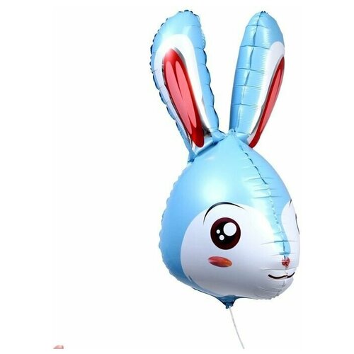 Воздушный шарик, фольгированный 23" "Голова кролика", цвет голубой