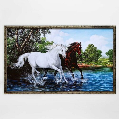 Картина 'Пара лошадей' 66х106см рамка
