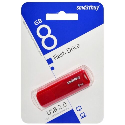 SB8GBCLU-R, 8GB USB 2.0 CLUE series, Red, SmartBuy