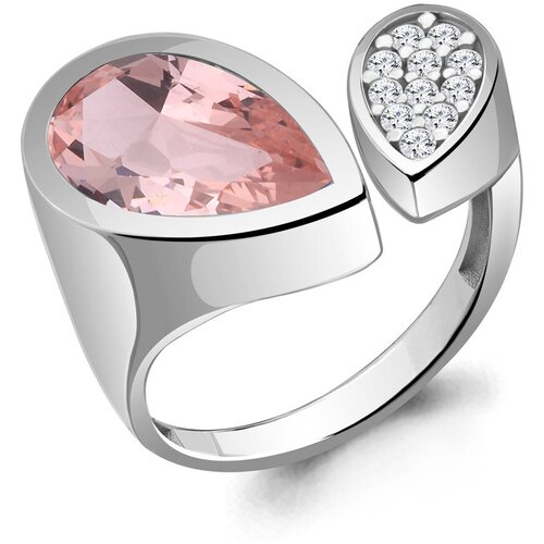 Кольцо Diamant online, серебро, 925 проба, морганит, фианит, размер 18.5, розовый